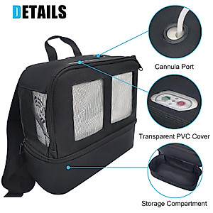 Jvnvlki Backpack for Portable Oxygen Concentrator 3L/Min, Adjustable Straps Multiful Pockets Storage Design, for 3L/Min Portable Oxygen Concentrator