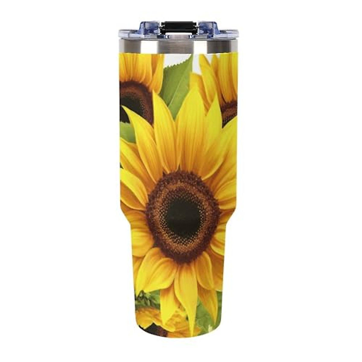 Sunflower 40 Oz Water Bottle, Stainless Steel Tumbler with Handle And Straw, Extra Large Insulated Tumbler, Flip Straw Tumblers for Sports, Work, Car, Travel And Weekends