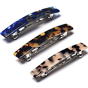 3 Pcs Womens Hair Barrettes Tortoise Shell Cellulose Acetate Barrettes Small French Barrettes For Thin Hair