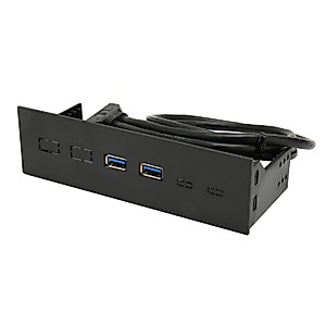 5.25 Inch Front Panel, PC Multifunction Media Dashboard, USB 3.0 to 19 Pin Metal Optical Drive Bay 2 Port USB Hub for PC Computer Case
