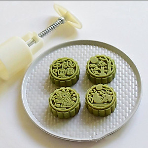 Mooncake Mold,Hand-Pressure Mooncake Molds for Mid-Autumn DIY Pastry Tool Reusable Rabbit Dance Shape Moon Cake Mould(A)
