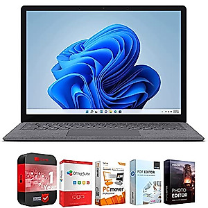 Microsoft 5PB-00027 Surface Laptop 4 13.5" AMD Ryzen 5 8GB/256GB Touch, Platinum Bundle with Elite Suite 18 Software + 1 Year Protection Warranty