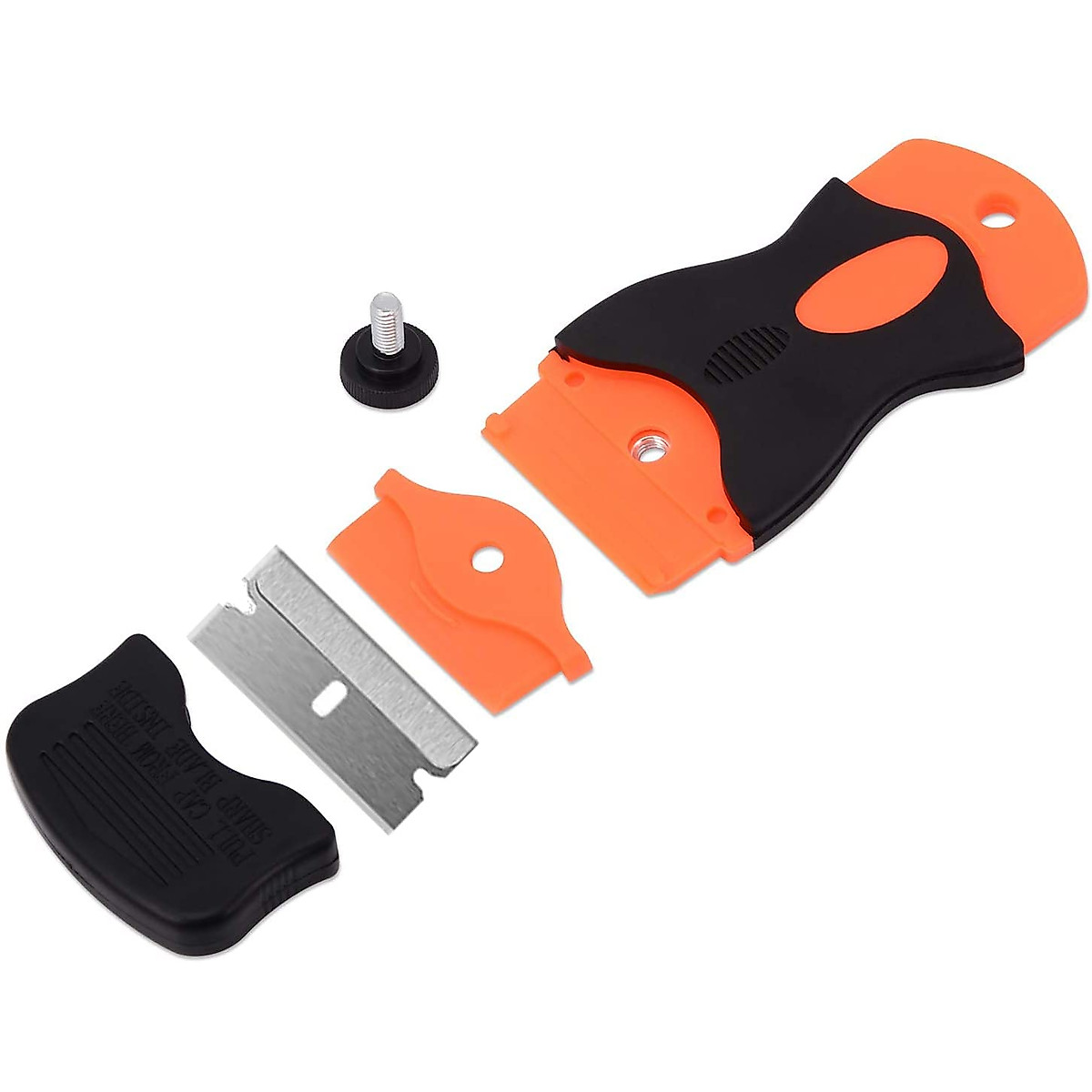 Razor Blade Scraper, 3 Kinds of Two-Way Scratch Free Plastic Scrapers, Edged Razor Blade Scraper Tool with 20 Pcs Razor Blades, Glass Scraper for Windows, Decals, Tint, Stickers, Labels, Caulk