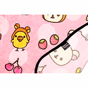 San-X Rilakkuma Korilakuma and Kiiroitori Soft Plush Fleece Throw Blanket 45" x 60"
