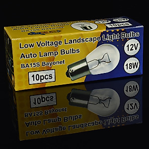 Diximus Pack of 10 Bulbs 1141 S8 Low Voltage Landscape Light Bulbs 12V 18W BA15s Bayonet 18W Lamp