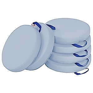 ECR4Kids SoftZone Floor Cushions with Handles, 2" Deluxe Foam, Round, Powder Blue, (6-Pack)