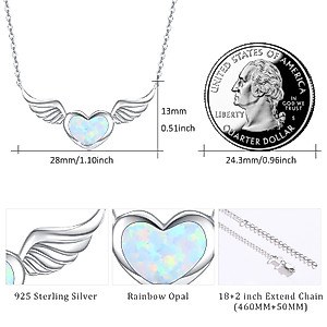 Angel Wings Necklace for Women 925 Sterling Silver Opal Angel Wings Necklace Guardian Angel Wings Necklace Opal Necklace Jewelry Gifts for Women