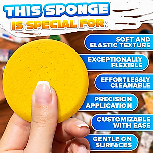 Pottery Sponges for Clay - 12 Pcs Tack Sponges for Cleaning Leather Art Sponges for Acrylic Painting Small Sponges Round Sponge Craft Sponges for Painting - Paint Sponges Pottery Sponge for Painting