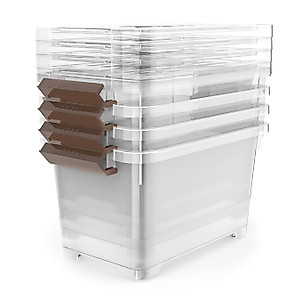 17 Quart Clear Storage Latch Box/Bin, 4-Pack Plastic Stackable Box Organization with Wheels Latching Handle and Lid