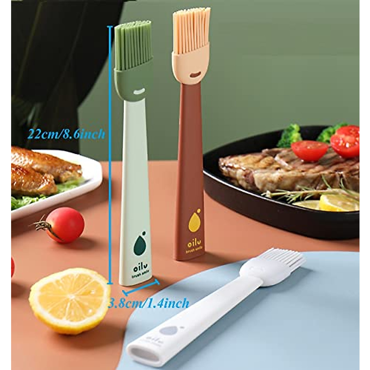 Silicone Basting Brush and Pastry Brush for Baking, Use as BBQ Grill Brush, Turkey Baster, Oil Brush for Cooking Brush - Food Brush - Sauce Brush for Kitchen - Silicone Brush Cooking (Green)