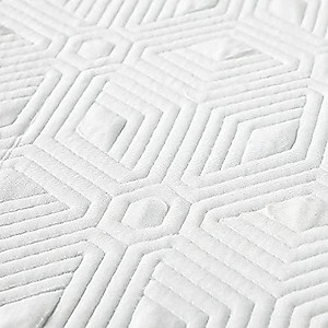 LUCID Memory Foam Soft and Breathable-Machine Washable Mattress Topper Cover, King, White