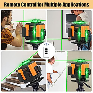 OMMO Laser Level, 16 Lines Green Laser Level Self Leveling Tool, 150ft Cross Line Laser Beam Tool, Two Vertical and Two Horizontal Lines with Wall Bracket/Remote Controller (16 Lines)