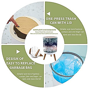 Trash Can with Lid Hand Painting Abstract Watercolor Tie Dye Ink Stains Splashes Brush Wood Small Garbage Bin Waste Bin for Kitchen Bathroom Bedroom Press Cover Wastebasket 7L/1.8 Gallon