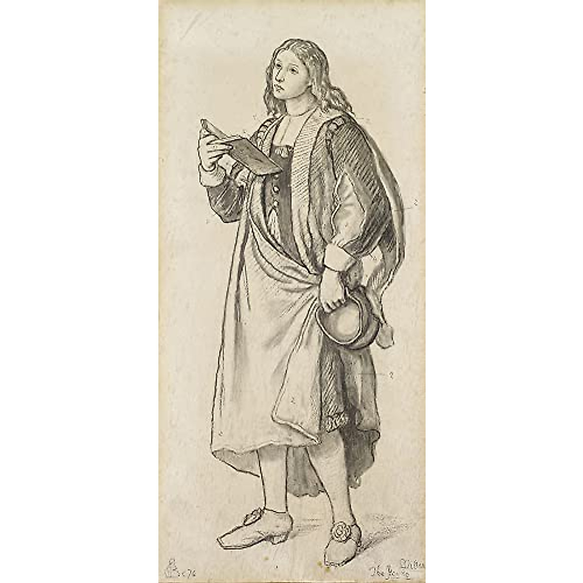 ArtDirect Ford Madox Brown 10x18 Gold Ornate Frame and Double Matted Museum Art Print Titled - The Young Milton