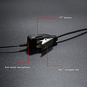 1 pack M head Earpiece Headset PTT With Mic for 2-pin Motorola Two Way Radio by BESTFACE