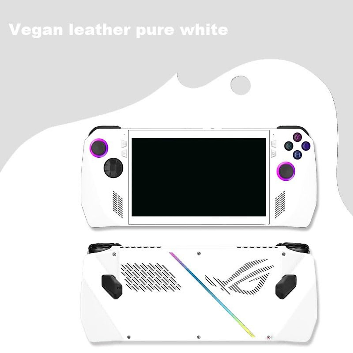 Protective Skin Sticker for ROG Ally, Leather Made Anti Fingerprint Scratch Resistant Cover for ROG Ally Gaming Handheld Accessories (Vegan Leather Pure White)