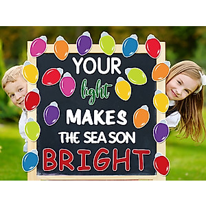 Whaline 43Pcs Light Bulbs Cutouts Bulletin Board Cutouts Christmas Cut Outs with 100 Glue Points Your Light Make The Season Bright Letter Paper Cutting for Xmas Home School Classroom Party Supplies