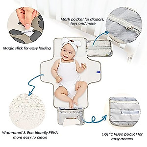 Leopard Portable Baby Changing Pads Travel Diaper Changing Table Mat Foldable Waterproof Changing Station with Built-in Pillow for Newborn Essentials Baby