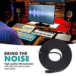 Movo MC10 3.5mm Audio Cable - 3.5mm TRS Female to Male 10ft Extension Cord for Microphones, Headphones, and More