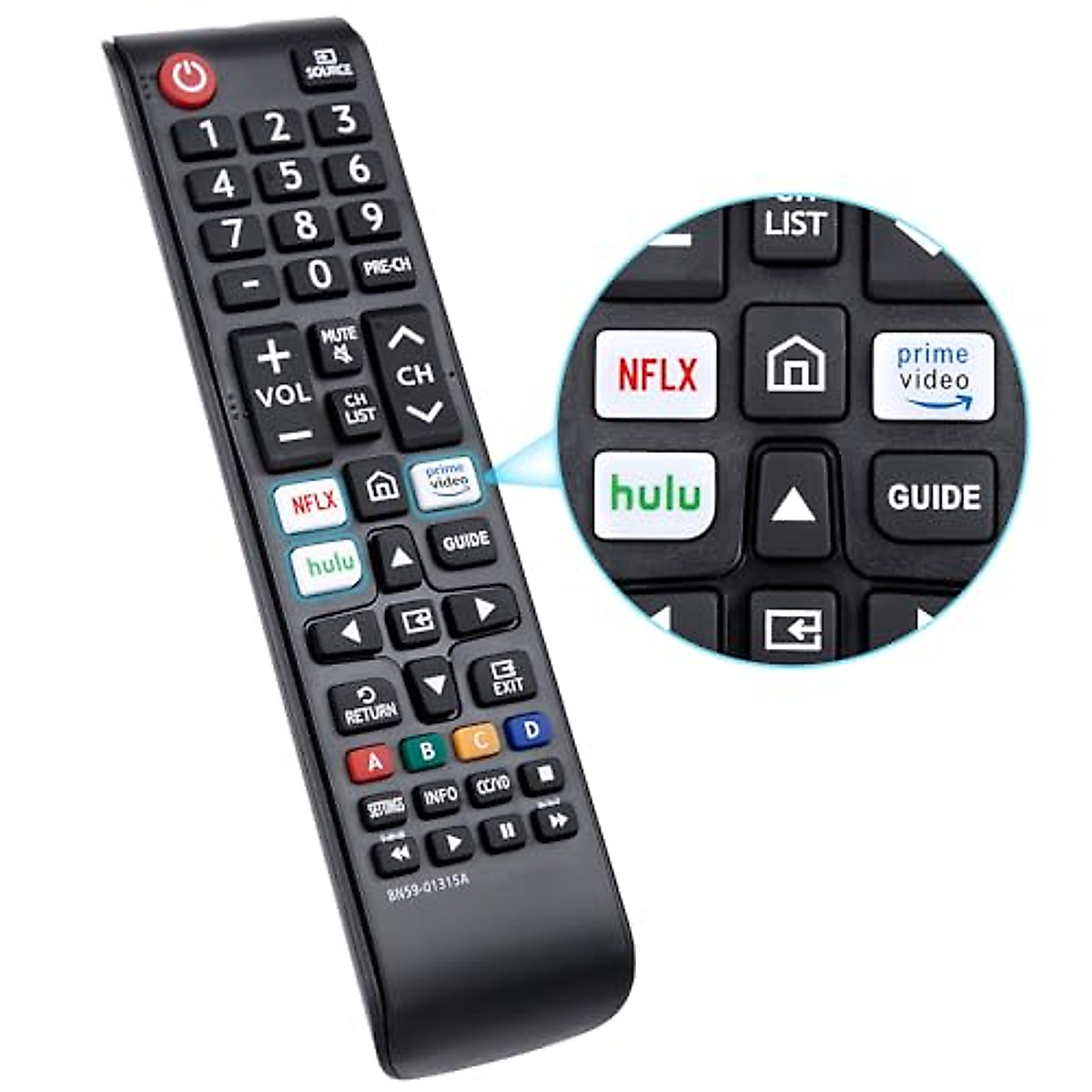 LOUTOC Replacement BN59-01315A Remote Control Compatible with Samsung 4K Crystal UHD 6/7/8/9/TU-7000 Series Smart TV(BN59-01315J/BN59-01315E)
