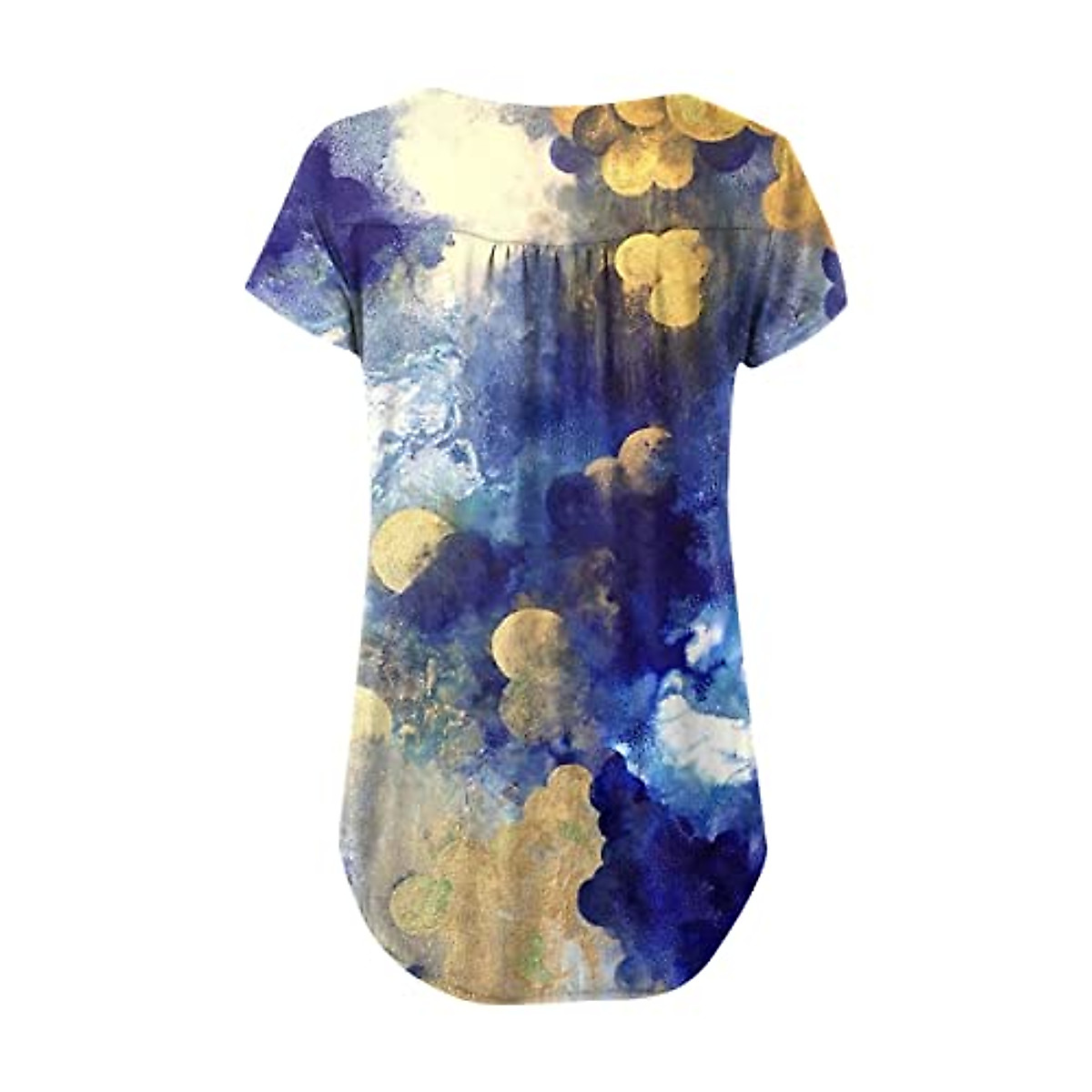 Womens Henley V Neck Casual Blouse, V Neck Short Sleeve Button Up Blouse Women's Tops Henley Hide Belly Tops Long Sleeve Flowy Swing Shirts