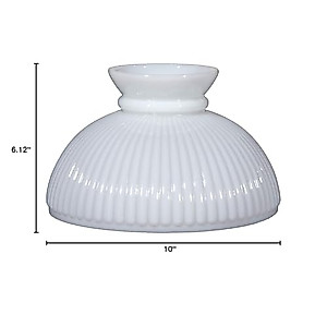 B&P Lamp® 10" Cased White Glass Ribbed Student Lamp Shade with Plain Top