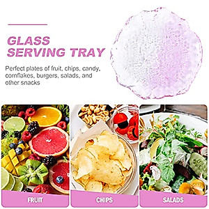 Cabilock Tea Serving Tray Candy Dish Glass Dinner Plate Fruit Serving Tray Dessert Platter Cake Snack Holder Clear Floral Candy Bowl for Christmas Wedding Party Favor Container Glass Bowl