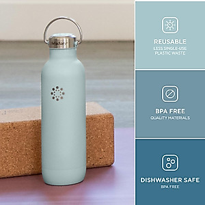 LIfeFactory Stainless Steel Vacuum-Insulated Sport Bottle, 24 Ounce, Mint