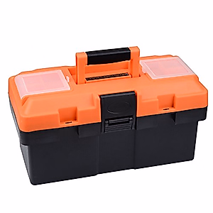 Plastic Tool Box, 14 -inch Portable Tool Box Plastic Toolbox with Removable Tool Tray and Detachable Tool Kit For Craft Storage, Household