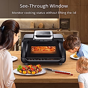 Zstar Indoor Grill Air Fryer Combo with See-Through Window, 7-in-1 Smokeless Electric Air Grill up to 450°F, 1750W Contact Grill with Non-Stick Removable Plates, Even Heat, Silicon Tongs as Gift, 4Qt