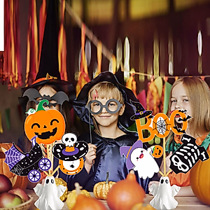 A Baby is Brewing Halloween Centerpiece Sticks 17Pcs Halloween Baby Shower Decorations Baby Brewing Little Boo Party Table Topper Decorations for Halloween Pregnancy Gender Reveal Party Supplies