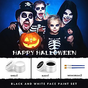 Black White Face Painting Kit: Halloween Body Makeup Special Effects Set for Adult - Professional SFX Makeup Clown Zombie Vampire Skeleton Cosplay