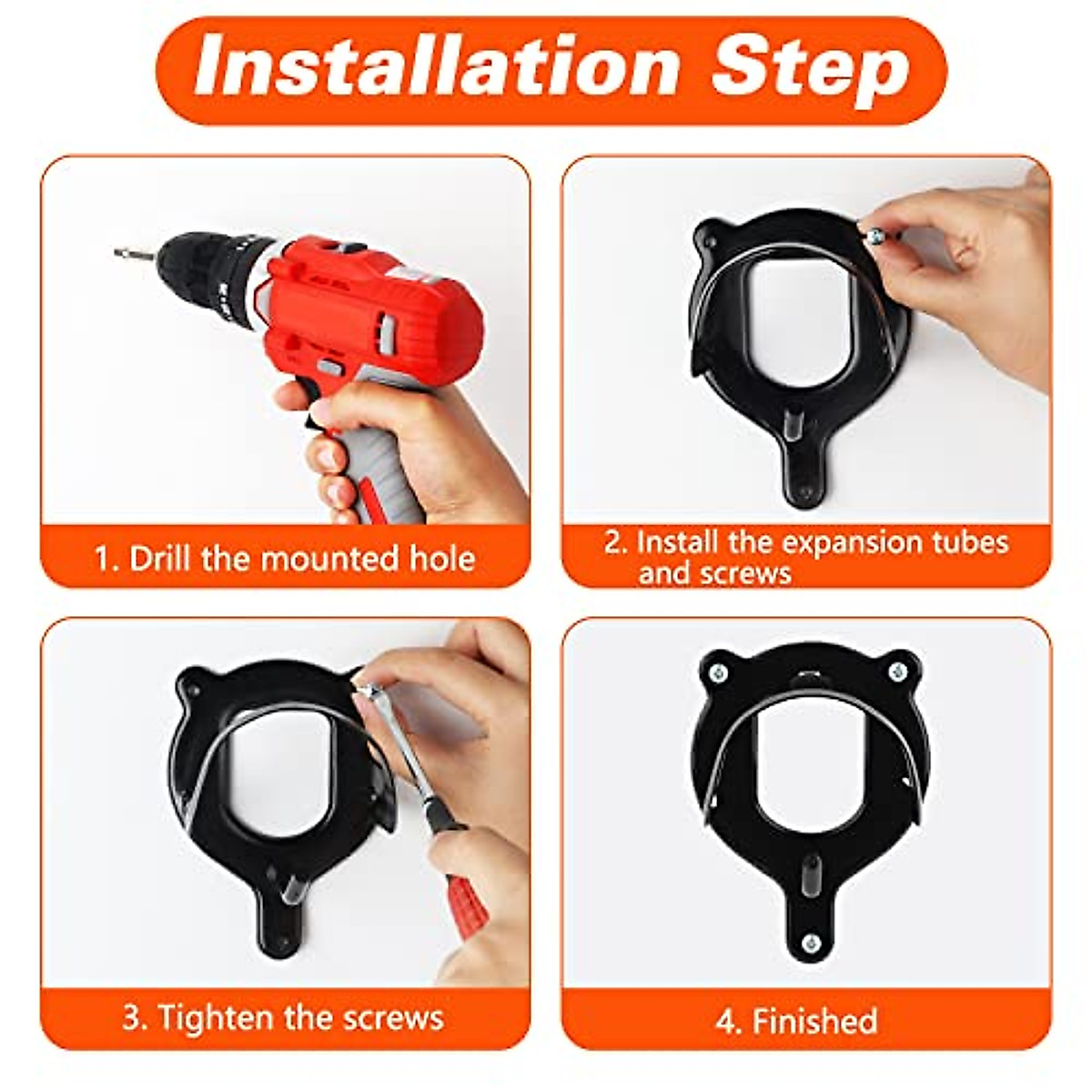 jeonan 4 Pack Horse Bridle Rack Black Bridle Bracket Metal Bridle Hook Wall Mounted Halter Hanger with Mounting Screws and Expansion Pins for Horse Barn Supplies