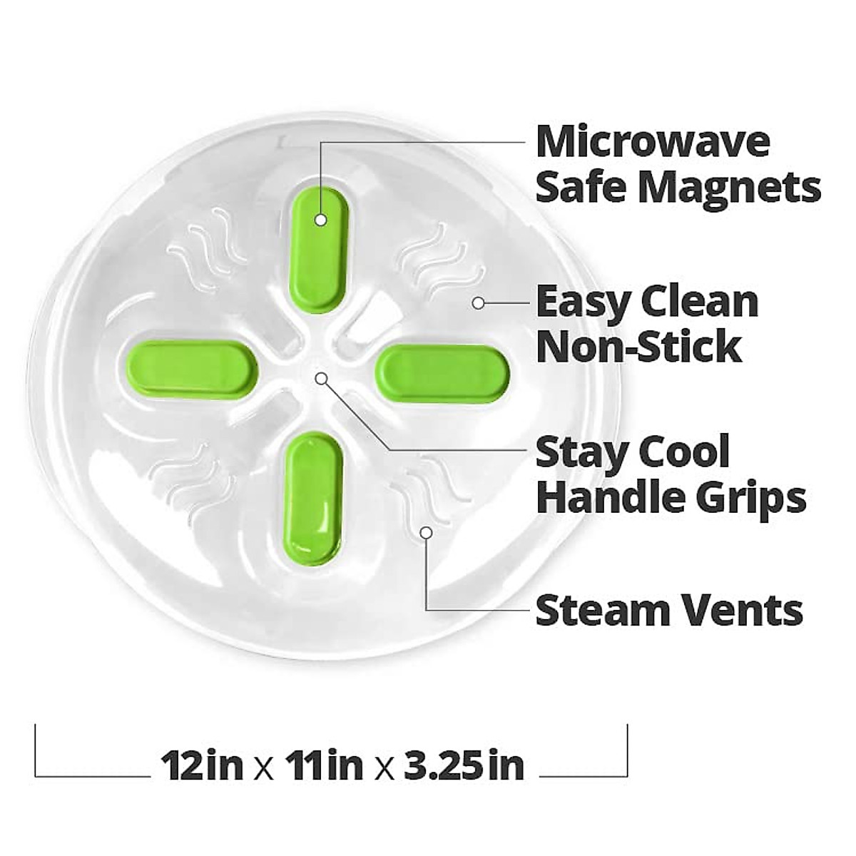 Magnetic Microwave Splatter Cover Shield Guard For Food Plate Dish for Microwave Oven Cooking Anti-Splatter Lid with Steam Vents BPA Free Large | Green Hover Cover