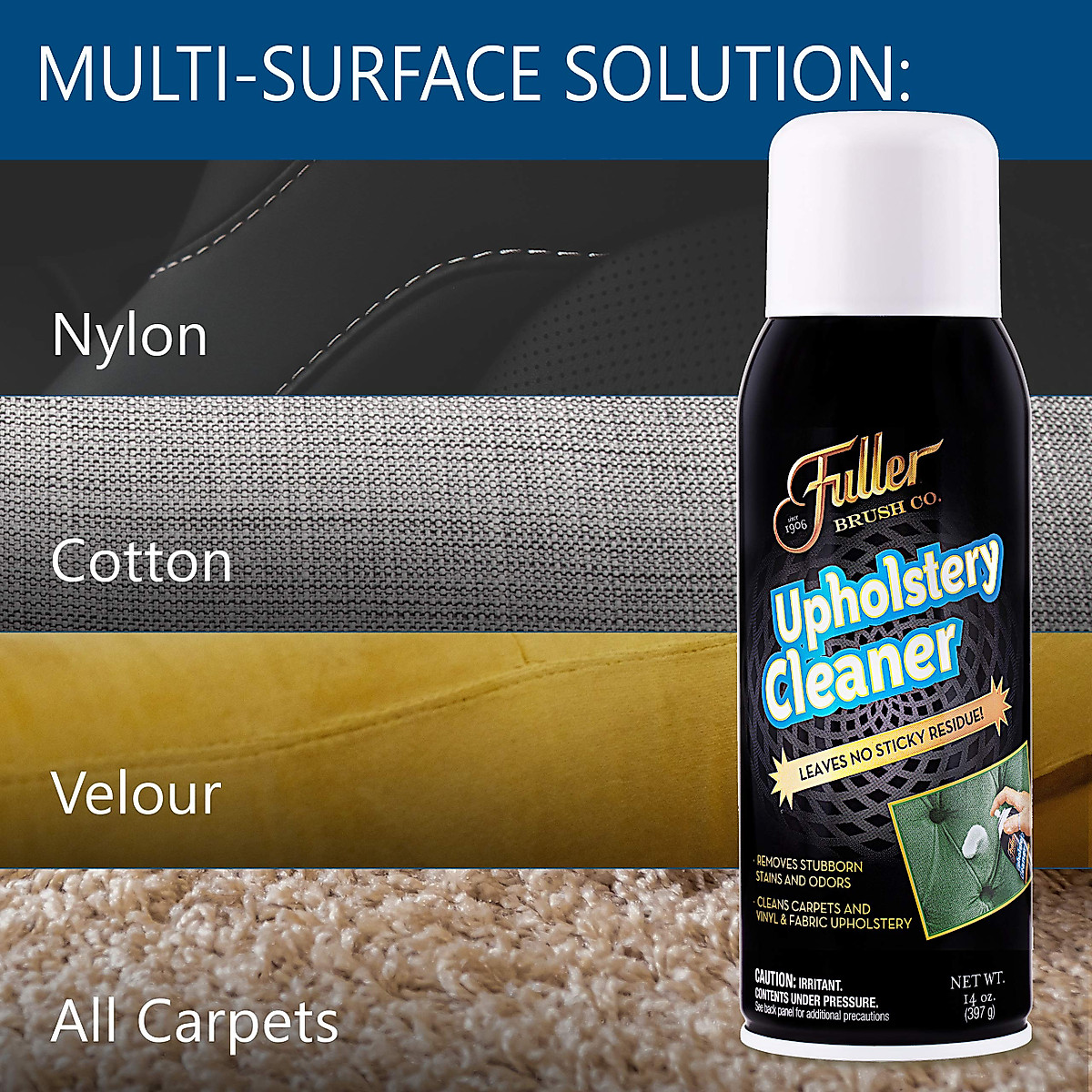 Fuller Brush Upholstery Cleaner - Multi Surface Solution - Rich Foaming Formula Penetrates and Removes Stubborn Stains Eliminates Odors Renews and Restores Surfaces Perfect for Carpets Seats and More