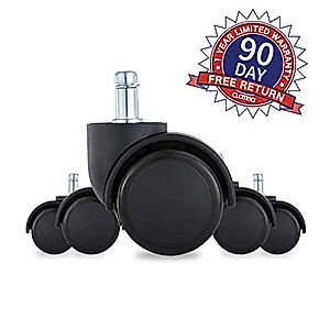 2 Inch Office Chair Caster Wheels Replacement Set of 5 Floor Protecting Smooth Rolling Heavy Duty Computer Gaming Desk Universal Fit Standard Size Black