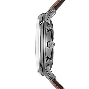 Fossil Men's Neutra Quartz Stainless Steel and Leather Chronograph Watch, 7 x 5 x 7 inches, Color: Smoke, Brown (Model: FS5512)