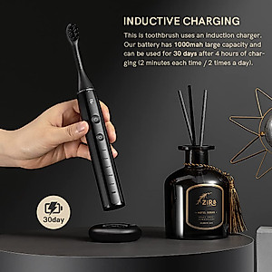 Flexforce Adult Sonic Electric Travel Toothbrush with Metal Handle with 4 Duponts Brush Heads, 1Travel Cover, 1Water flosser, 5 Modes, Wireless Rechargeable Battery 1000 for 30 Days Use, Gray U1B