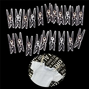 20Pcs Clear 2.5cm Plastic Clothes Pins,Clothes Line String Clips, Mini Clothes Pins, Photo Paper Peg Pins Craft Clips Clothes Pins