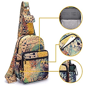 Women sling bag Elephant canvas large boho backpacks bohemian Crossbody Bag (purple yellow)