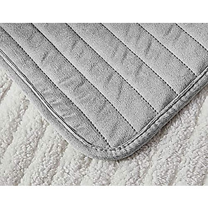 BOURINA Velvet Sherpa Blanket Quilt, Super Plush Quilt 3-Piece Bedding Large Double-Sided Plush Comfort Softest Quilt Sets, Queen 90×94" Light Grey