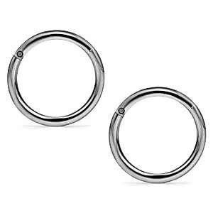 CIZME 18G G23 Titanium Nose Ring Hinged Clicker Nose Rings Hoops 18 Gauge Cartilage Earring Hoop Tragus Helix Daith Rook Conch Sleeper Earrings Hoop Piercing 6mm Nose Hoop Ring