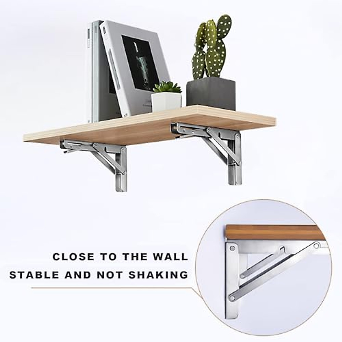 Shelf Bracket Foldable Bracket 8 inch Stainless Steel Bracket 2 Piece DIY L Shape Workbench Folding Table Hinge Bracket