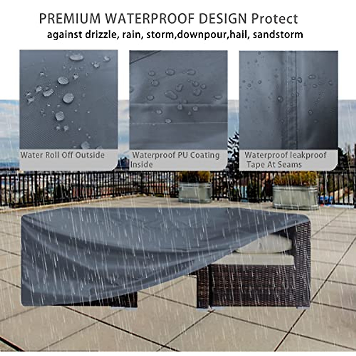 Garden Balsam Patio Furniture Set Cover, Outdoor Table and Chair Set Covers, Outdoor Sectional Sofa Set Covers, Waterproof Durable Square 126"L X 126"D X28H Grey