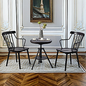 BOKKOLIK Industrial Bistro Table Vintage Small Cafe Table Farmhouse Round Dining Table for Kitchen Rustic Side Table Swivel Wooden Top 21-29inch Height Adjustable