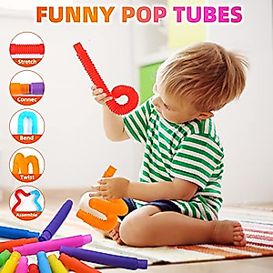 30 Pack Pop Tubes Sensory Toys, Connectable and Extendable Fidget Toys for Stress Relief, Party Favors for Kids, Treasure Box Toys for Classroom Prizes,Last Day of School Gifts for Kids