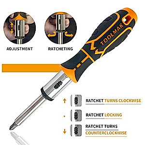 Ratcheting Screwdriver Set TOOLMAK 31pcs Magnetic Screwdriver Bit Set with 2pcs Precision Screwdriver, Repair Tool Kits for Furniture Car Bike Computer