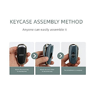 YOUTOOCAR Blue Soft TPU Key Fob Cover with Key Chain Compatible with Hyundai Accent Elantra GT I30 Kona Palisade Santa Fe