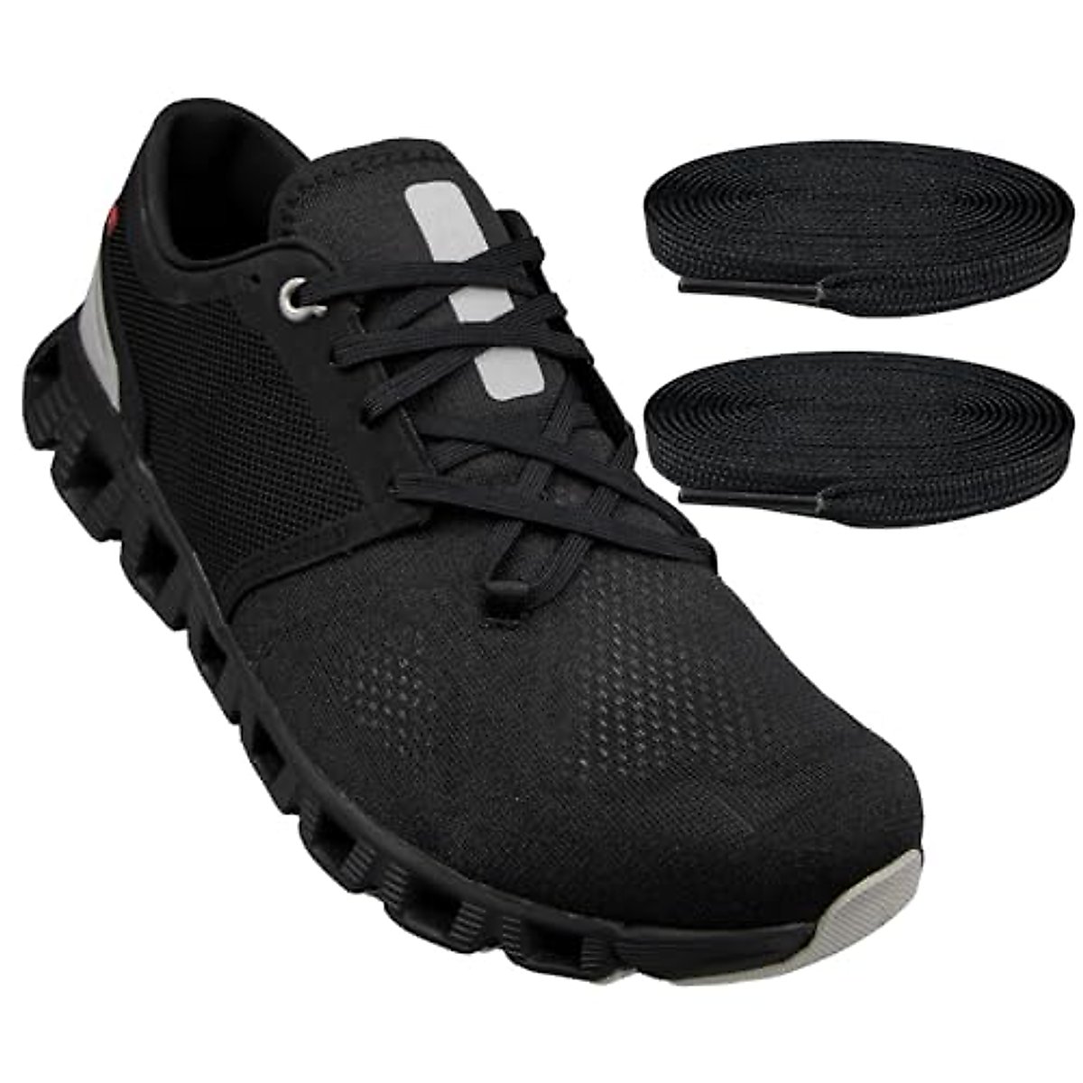 Endoto Shoelaces for On Cloud X3, X4, Shift, Cloudflow, Cloudwift, Cloudmonster Running Replacement Flat Shoes Laces Strings(Color:Black,Size:53Inch)
