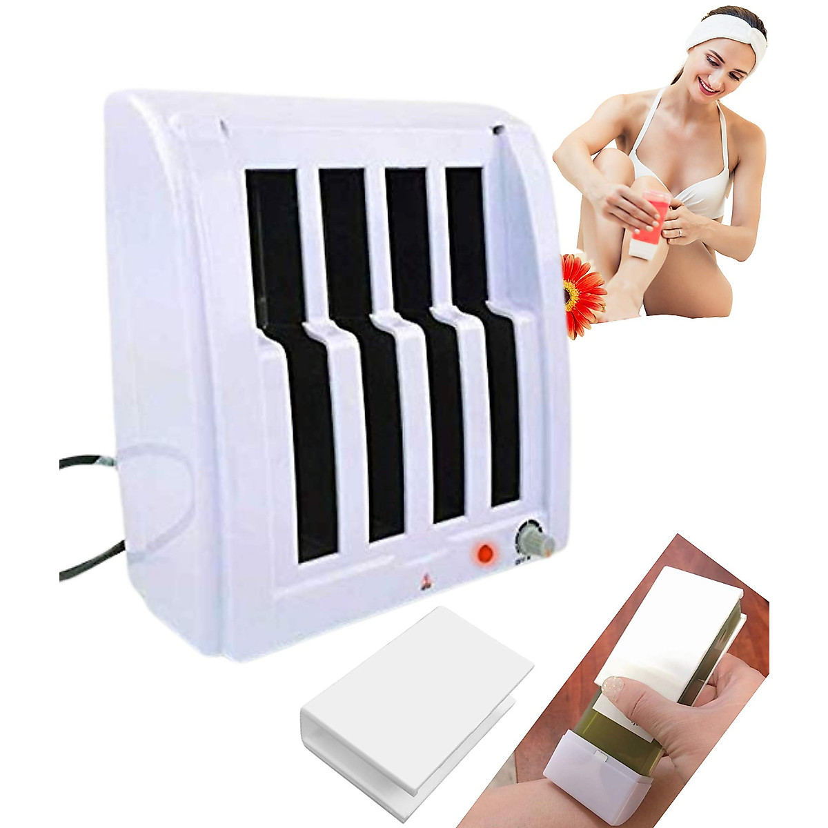 SAVBIN Roll-On Depilatory Cartridge Soft Wax Warmer (fits 4 wax cartridges) for Professional Salons and At-Home Self Waxing